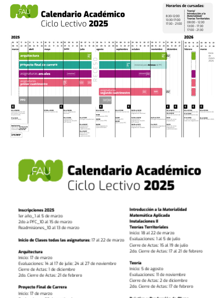 Calendario Academico Fau 2025 | PDF