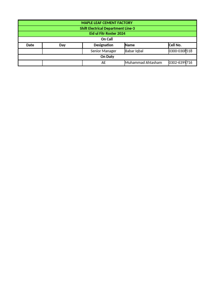 Eid Fitar Roaster GCD Elect | PDF