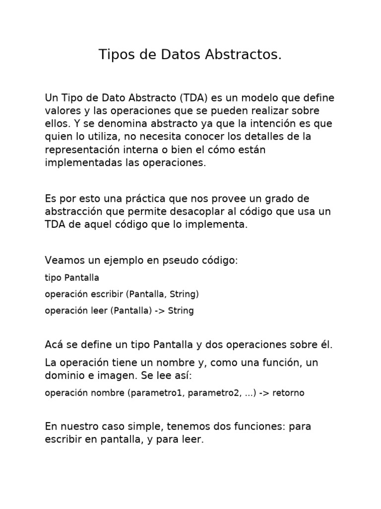 Tipos de Datos Abstractos | PDF | Objeto (informática) | Abstracción
