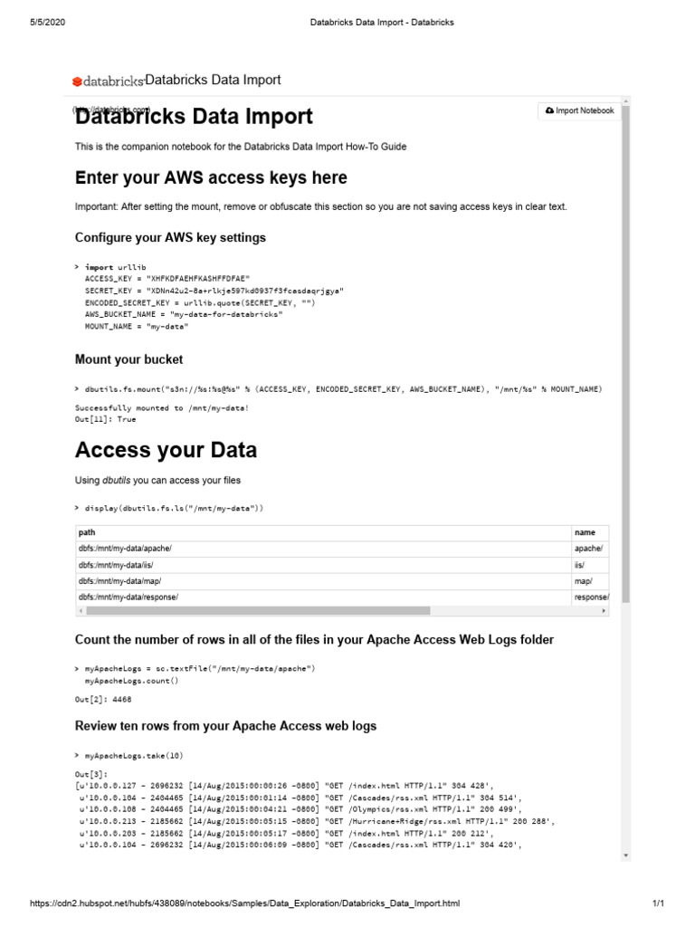 Databricks Data Import - Databricks | PDF | Computing | Software
