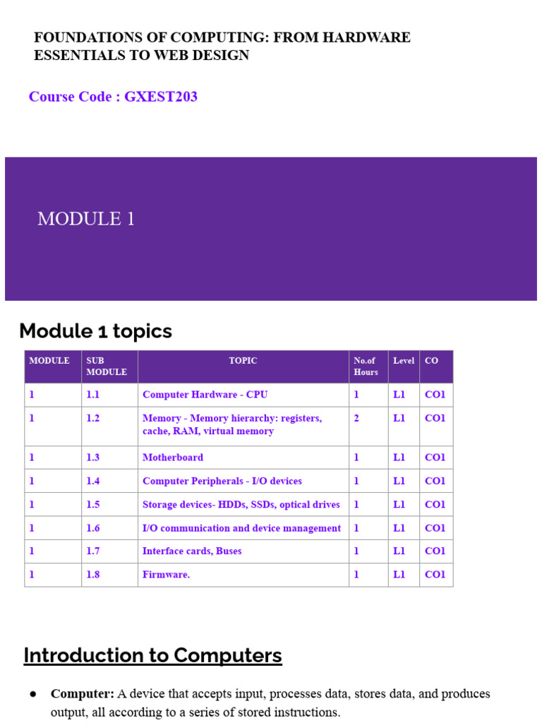 Foundations of Computing - From Hardware Essentials To Web Design | PDF | Random Access Memory ...