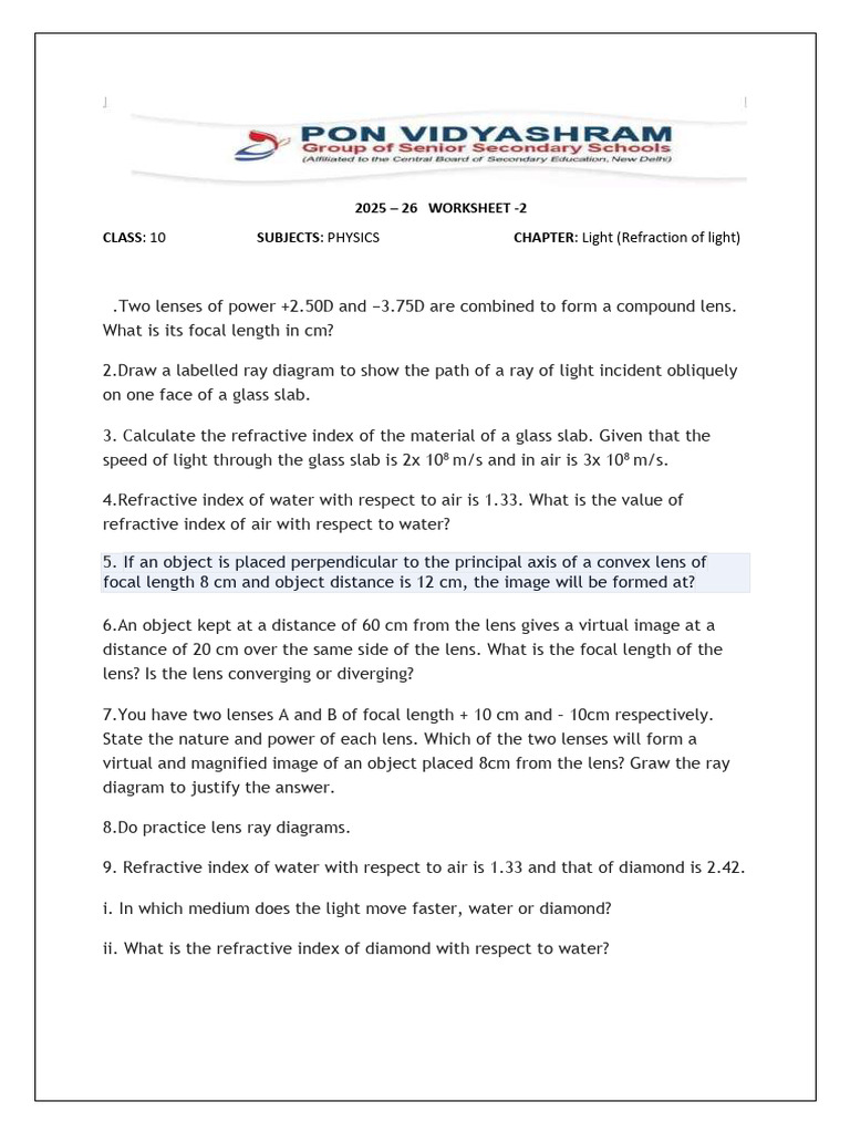 Physics Worksheet | PDF