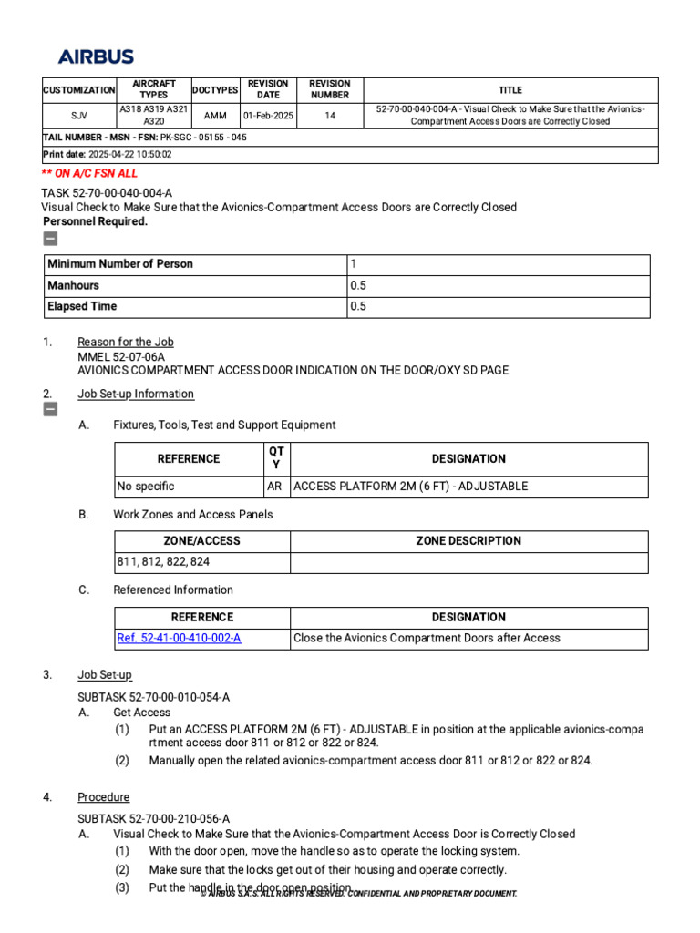 On A/C FSN All: Personnel Required. Minimum Number of Person Manhours ...