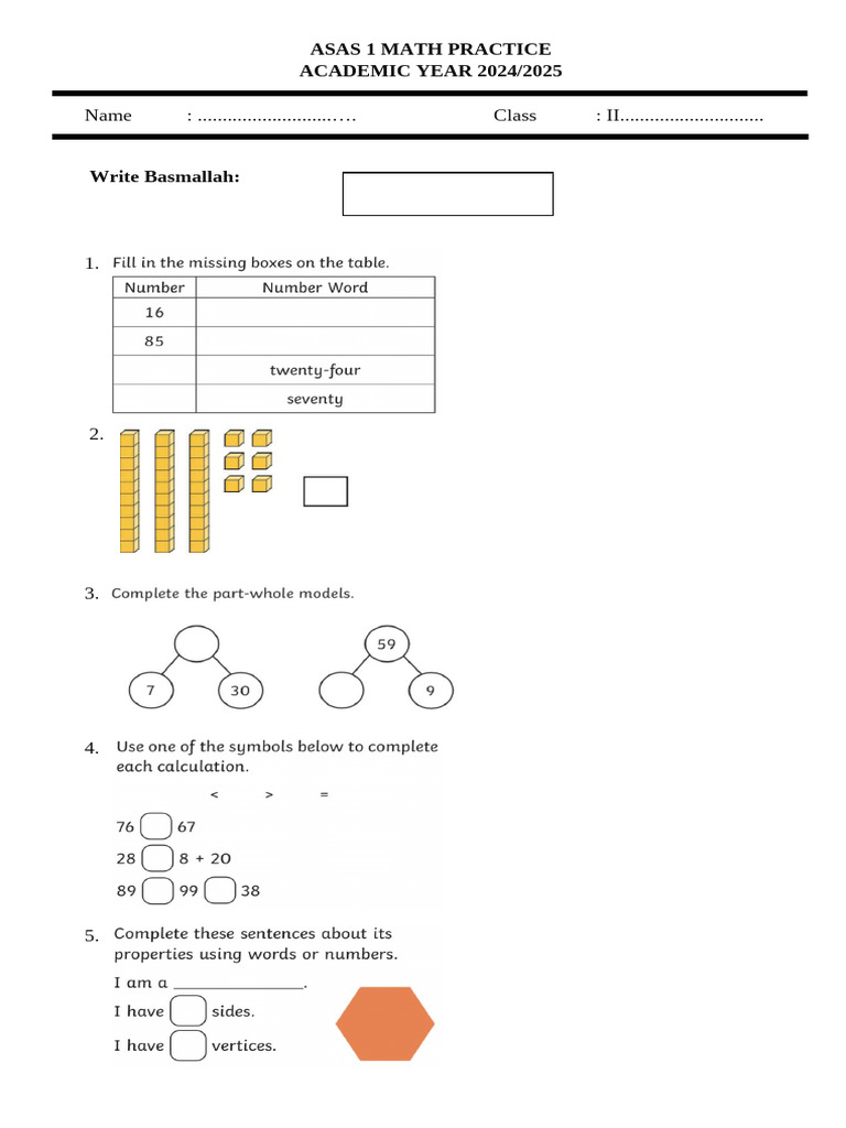 Asas 1 Math Grade 2 Practice | PDF