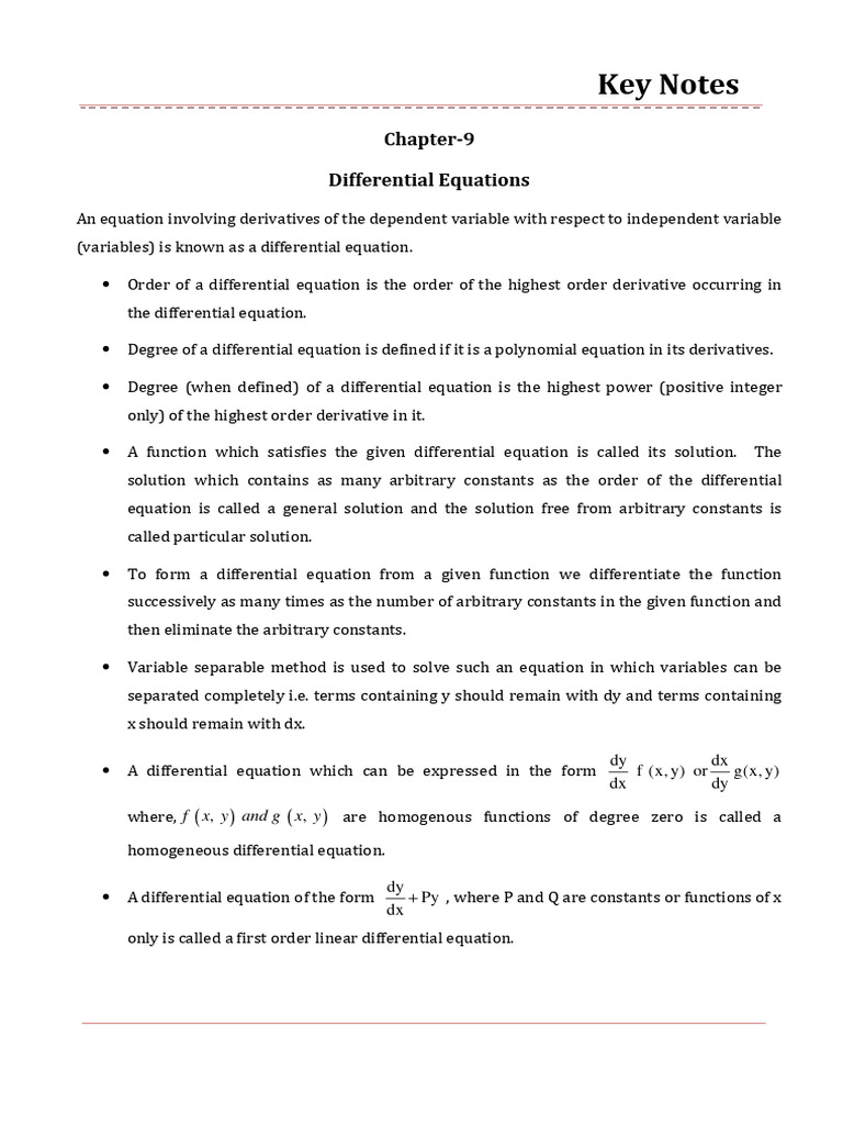 Chapter 9 Differential Equations | PDF