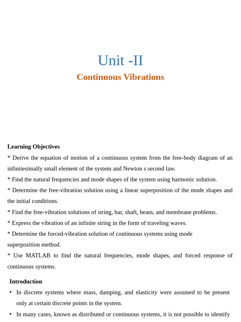 Unit 2 Continuous Vibrations 2024 | PDF | Normal Mode | Classical Mechanics