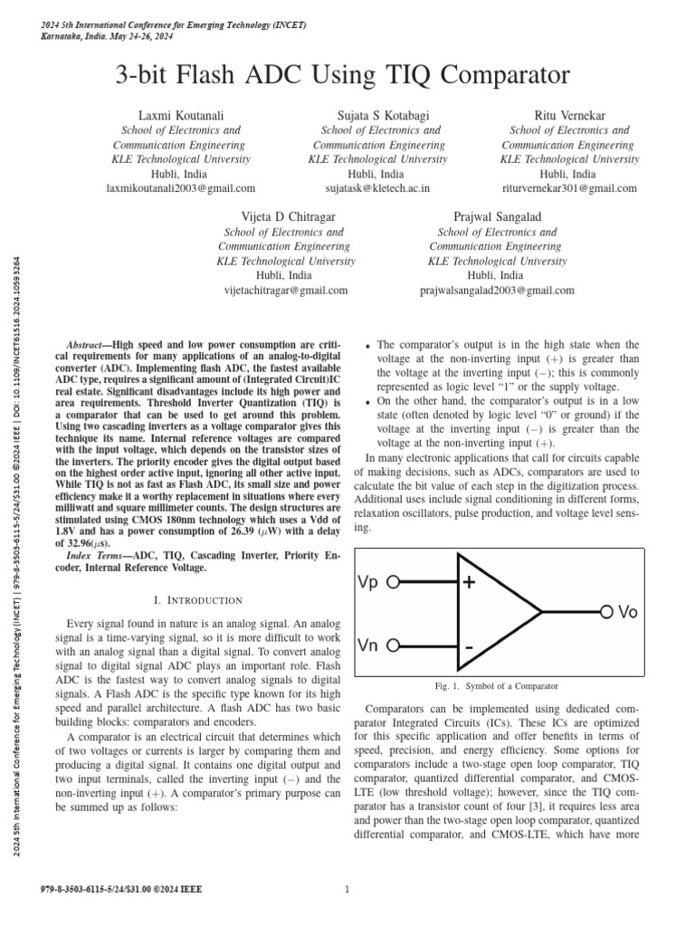 3-Bit Flash ADC Using TIQ Comparator | PDF | Analog To Digital ...