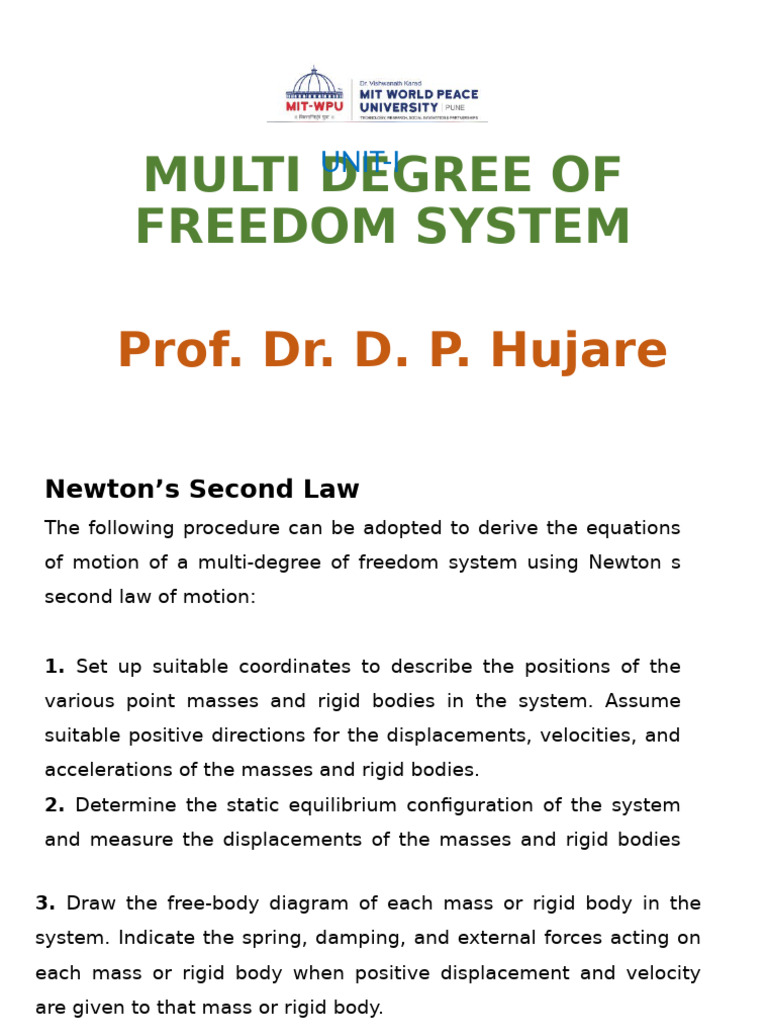 Unit-1 Multi Degree of Freedom System | PDF | Newton's Laws Of Motion ...
