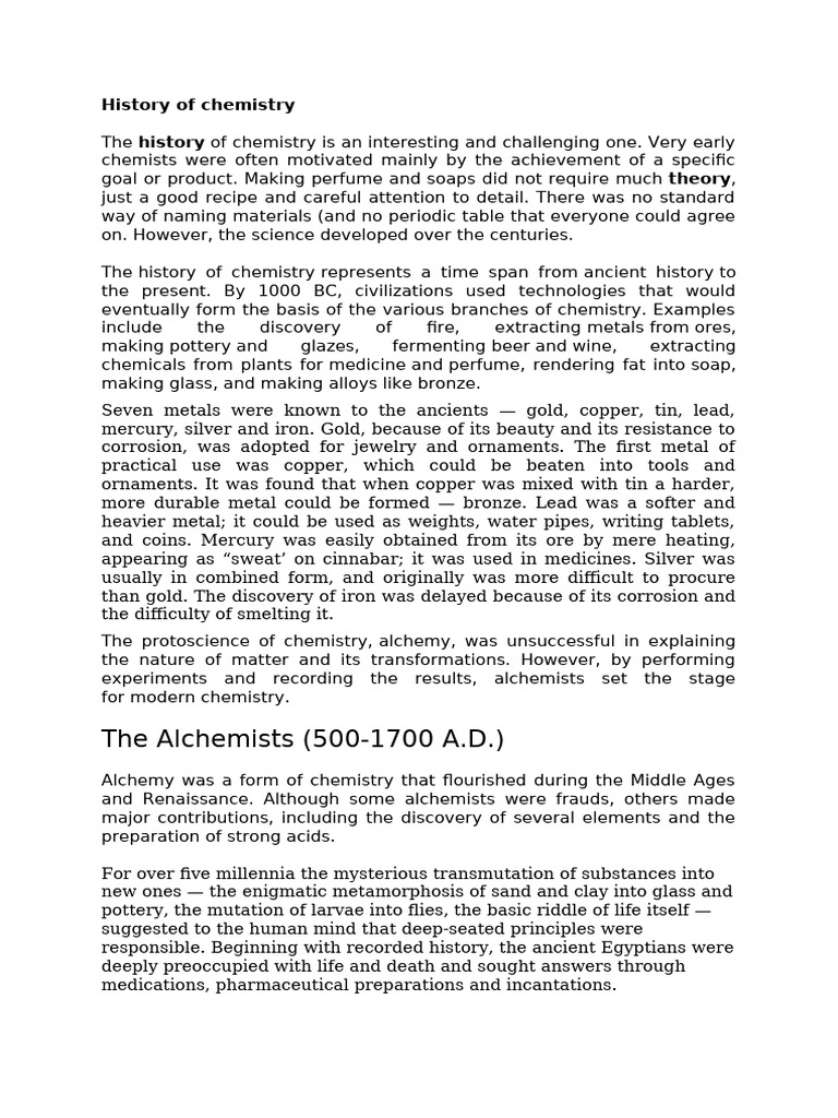 History of Chemistry | PDF | Alchemy | Chemistry
