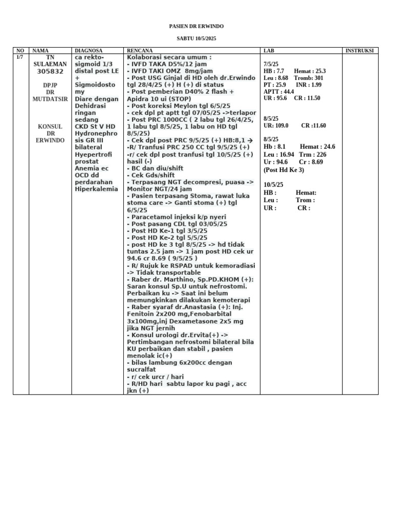 Rencana Terapi Pasien Dr. Erwindo | PDF
