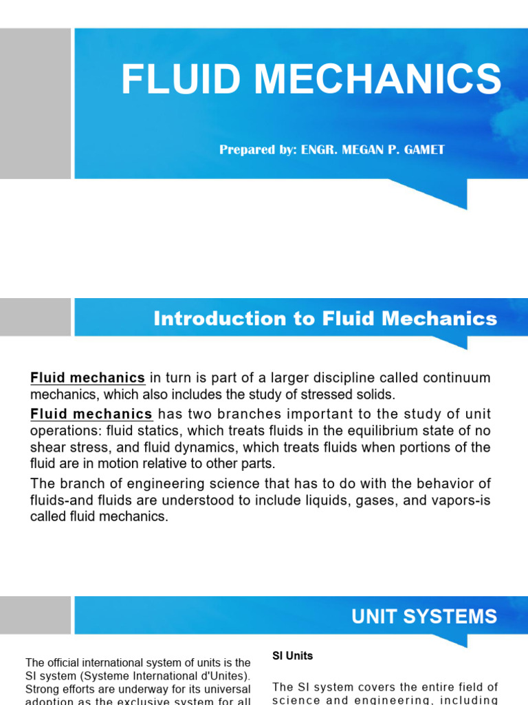 1.0 Fluid Mechanics Introduction | PDF | Fluid Dynamics | Viscosity