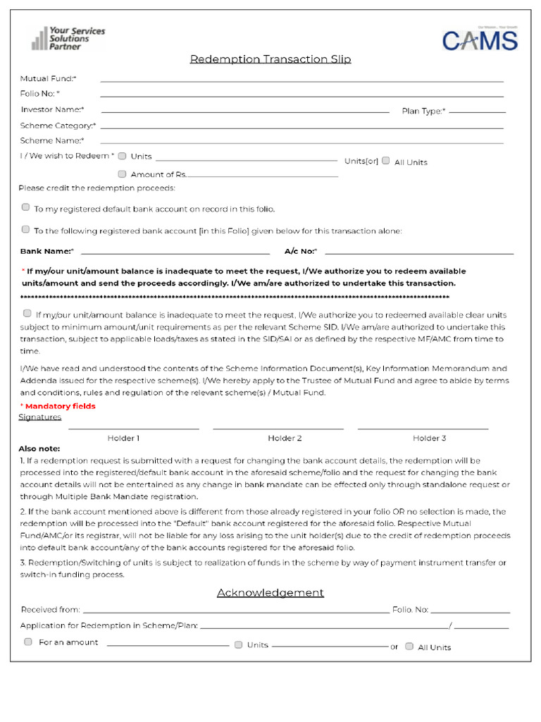 Redemption Transaction Slip | PDF