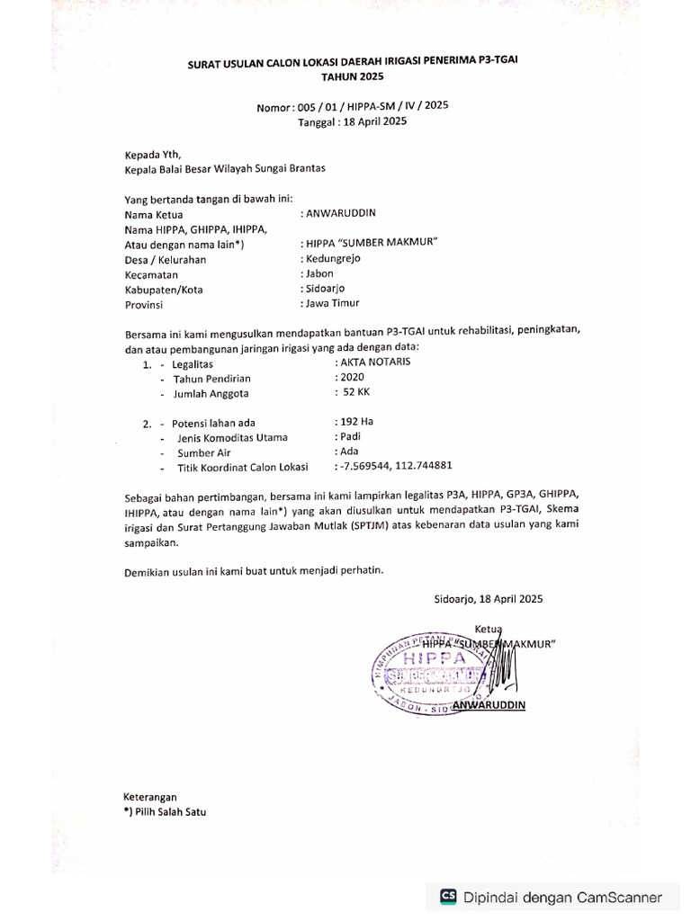 Surat Usulan P3-Tgai | PDF