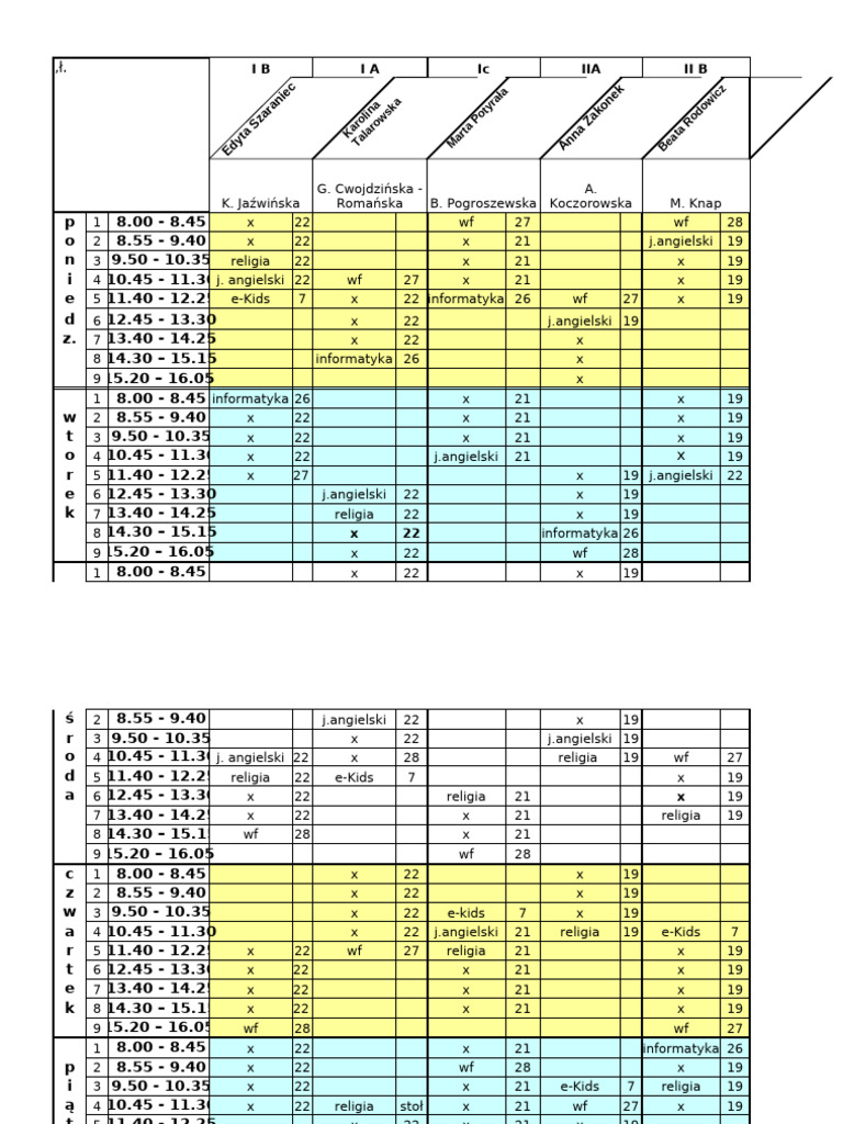 Kopia Klasy-plan 2024-5 - Kopia | PDF