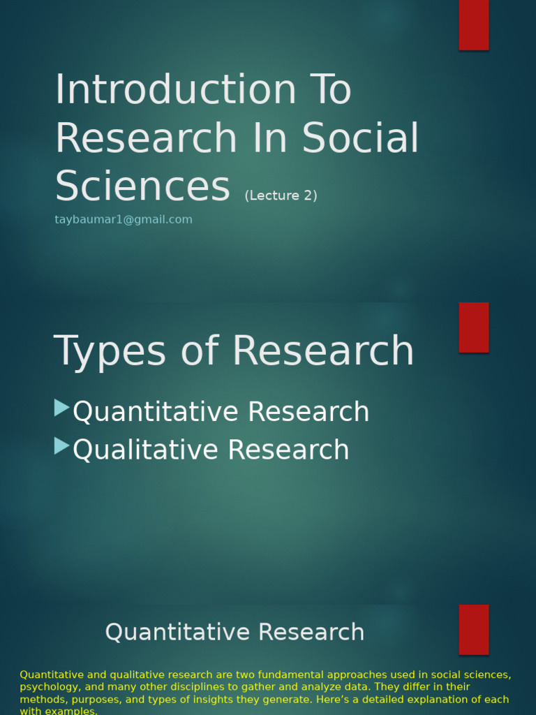 Introduction To Research in Social Sciences (Lecture | PDF | Statistics | Quantitative Research