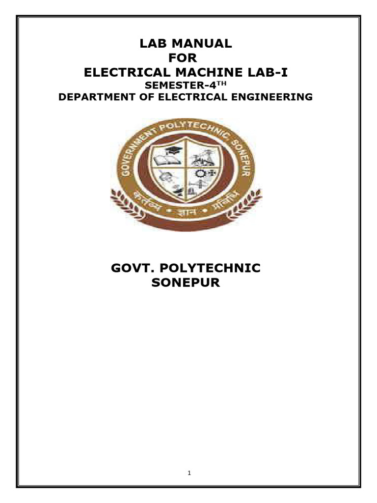 ELECTRICAL MACHINE LAB-I For Electrical Engineering | PDF | Electric ...