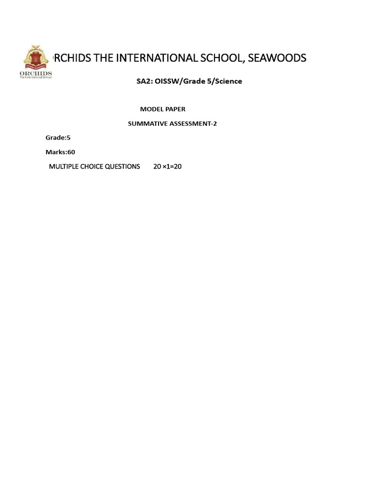 science sample paper grade 5 sa2 (1) (2) | PDF | Digestion | Machines