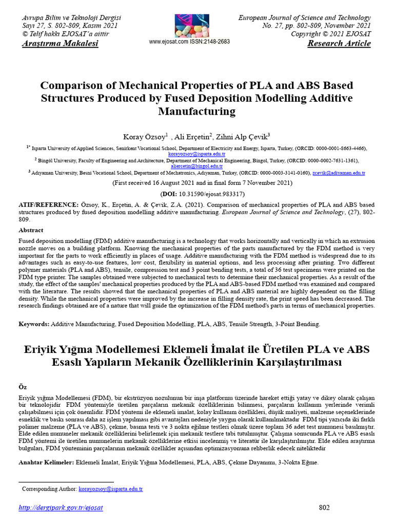 PLA vs ABS: Mechanical Properties in FDM | PDF | Strength Of Materials ...