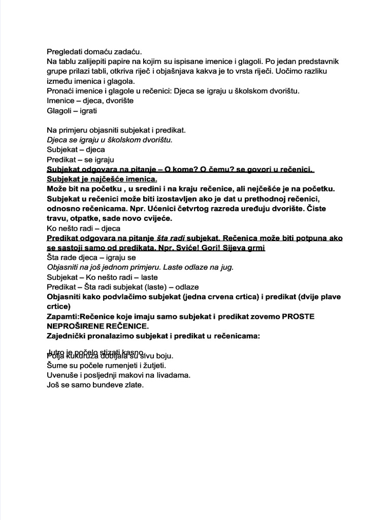 Subjekat I Predikat | PDF