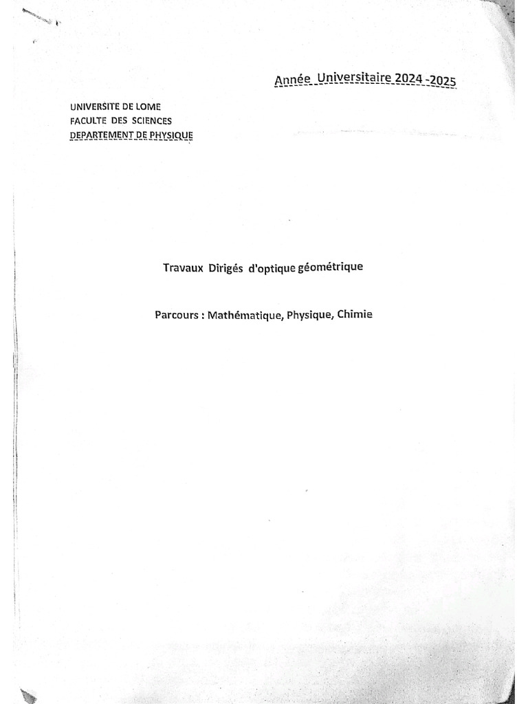 TD Phy 108 - As - 2024-2025 | PDF