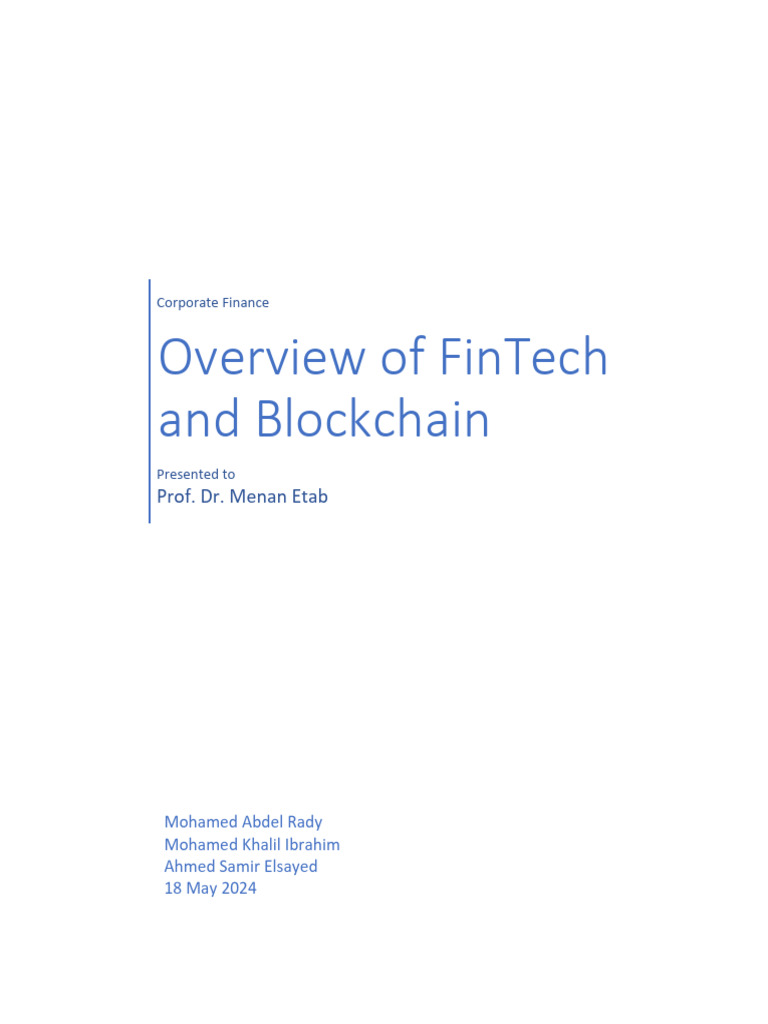Overview of FinTech and Blockchain | PDF | Cryptocurrency | Service ...