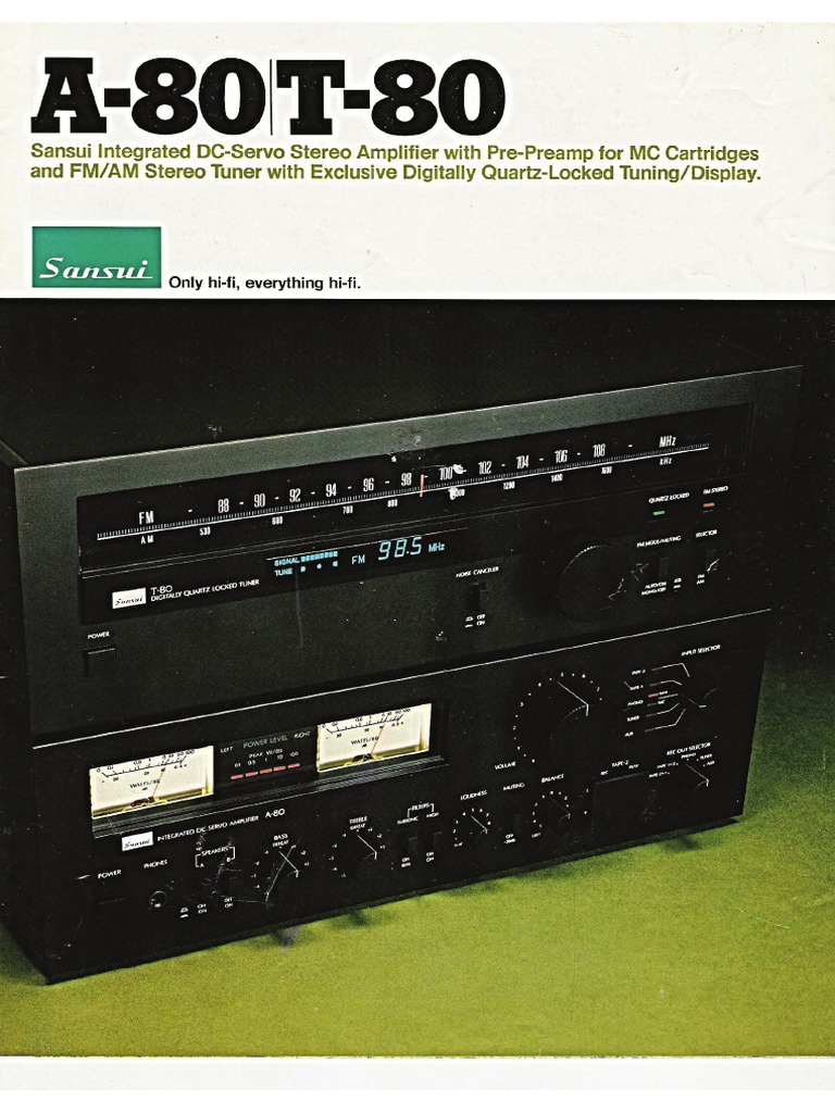 Sansui A80 T80 Brochure | PDF