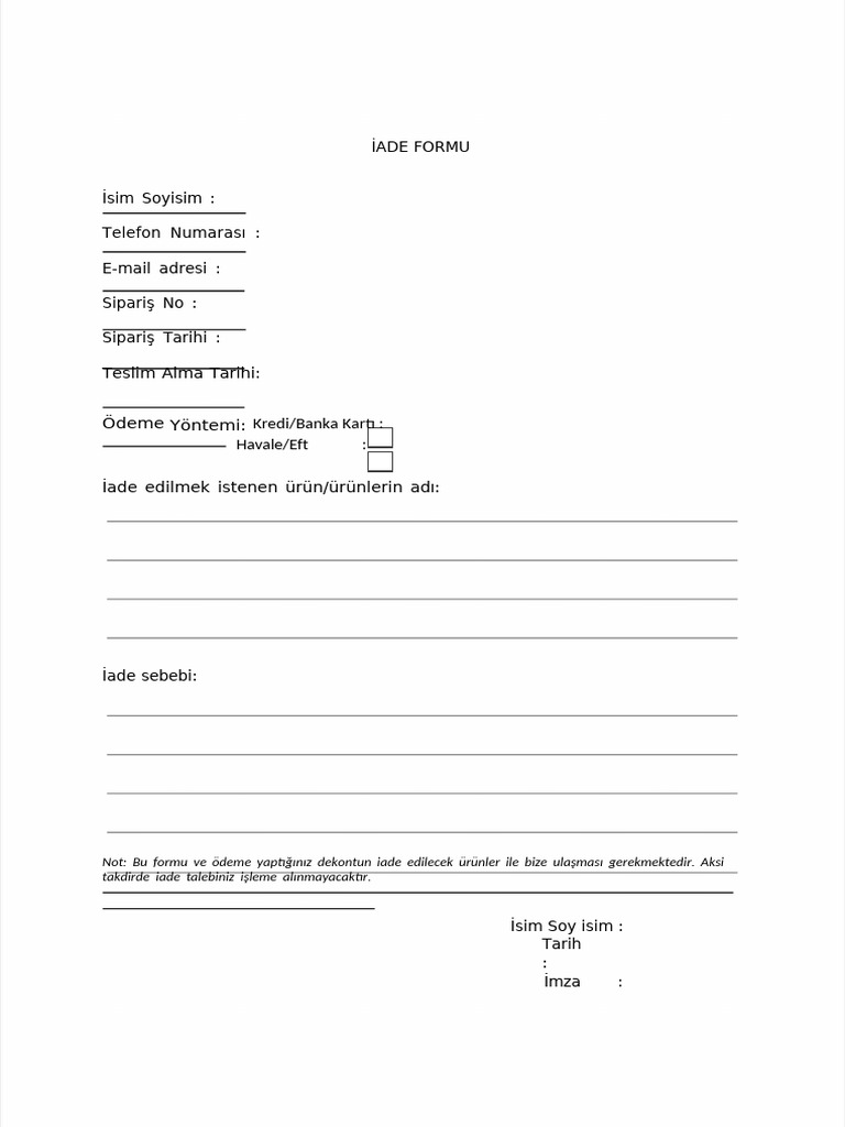 Lusivya Iade Talep Formu | PDF