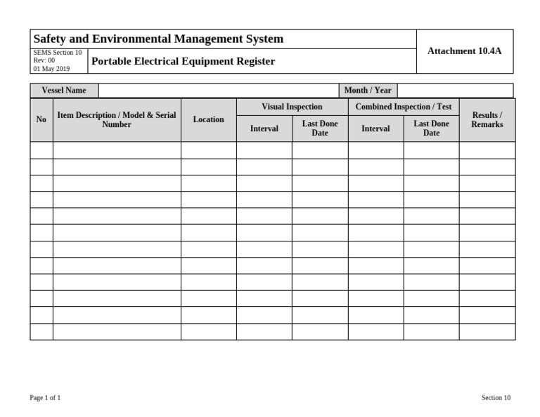 Attachment 10.4A Portable Electrical Equipment Register | PDF