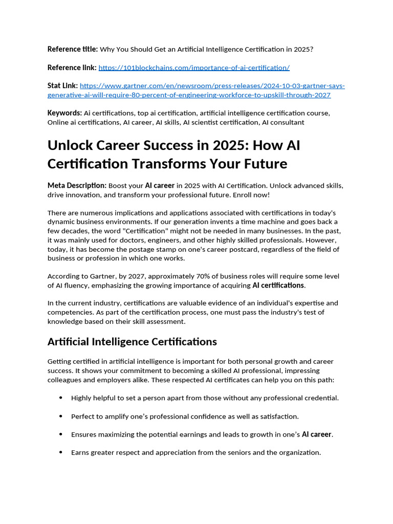 Why You Should Get An Artificial Intelligence Certification in 2025 ...