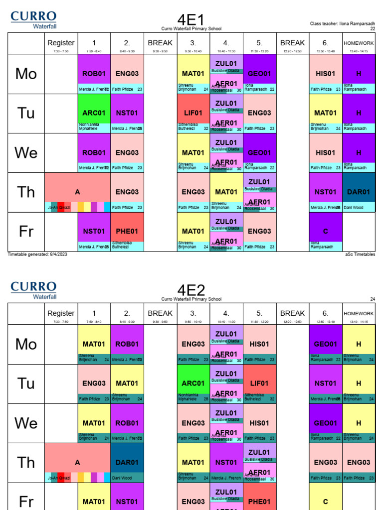 2023 Timetables Classes T2colour | PDF