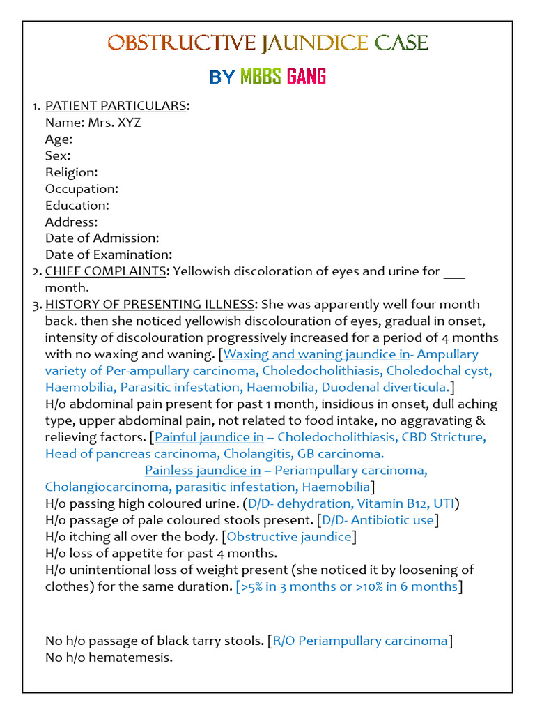 Obstructive Jaundice Case | PDF | Pancreas | Hepatitis