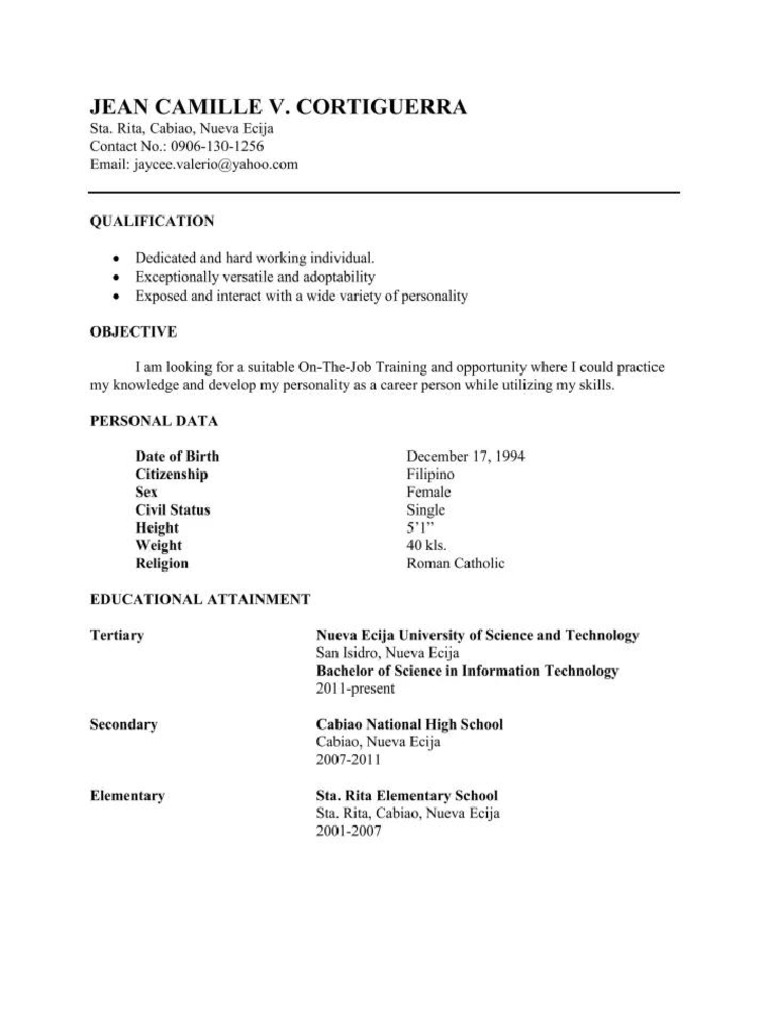 Resume For OJT - 20250514 - 112702 | PDF