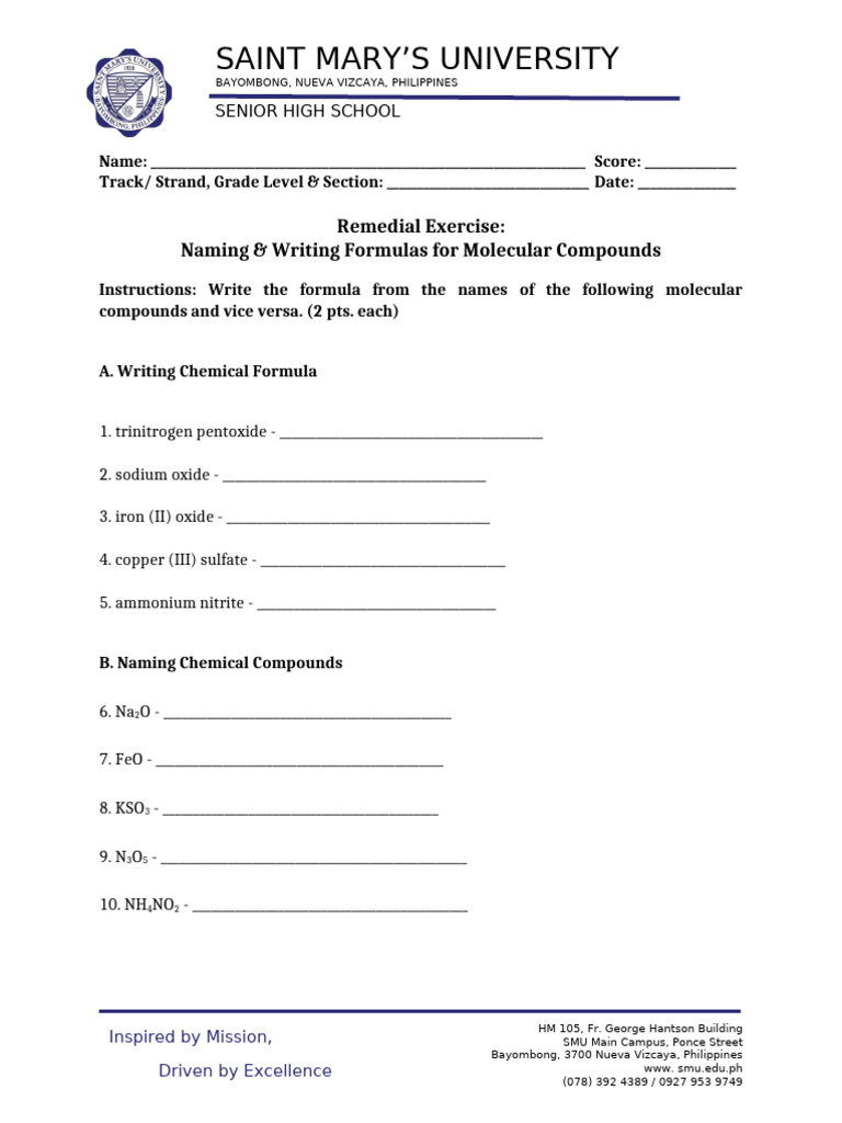Remedial and Enhancement Exercises | PDF | Solvation | Chemical Polarity