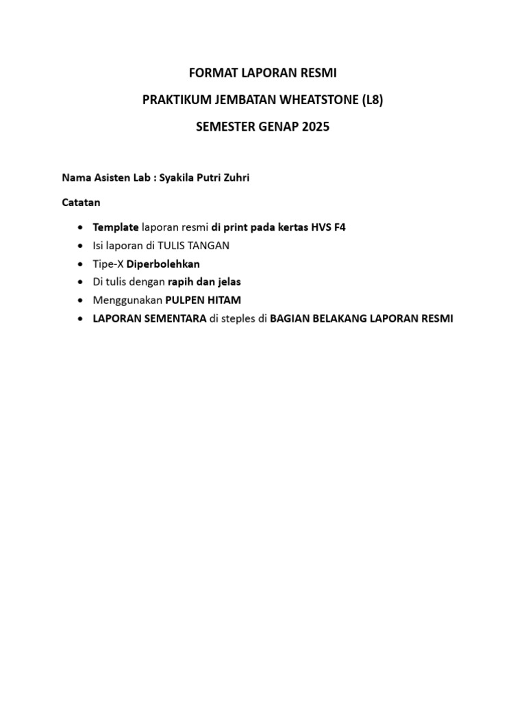 FORMAT LAPORAN RESMI PRAKTIKUM L8 | PDF