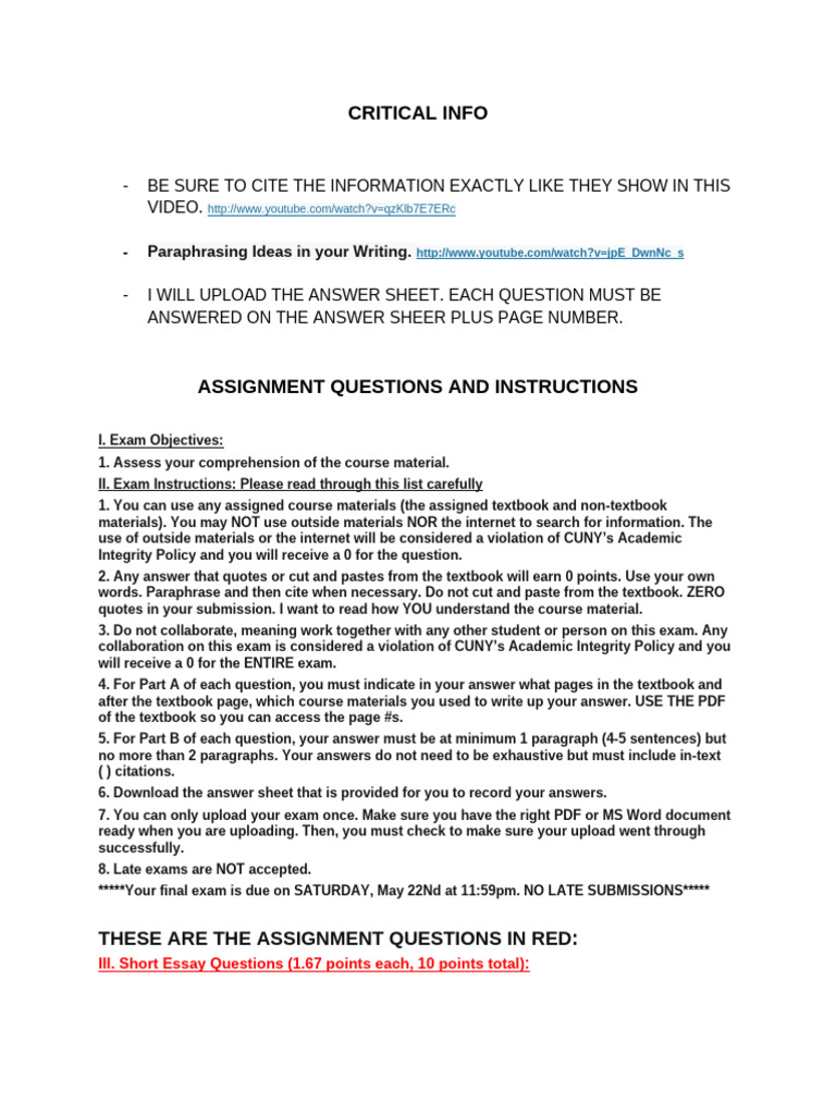 Assignment Instructions3 | PDF | Textbook