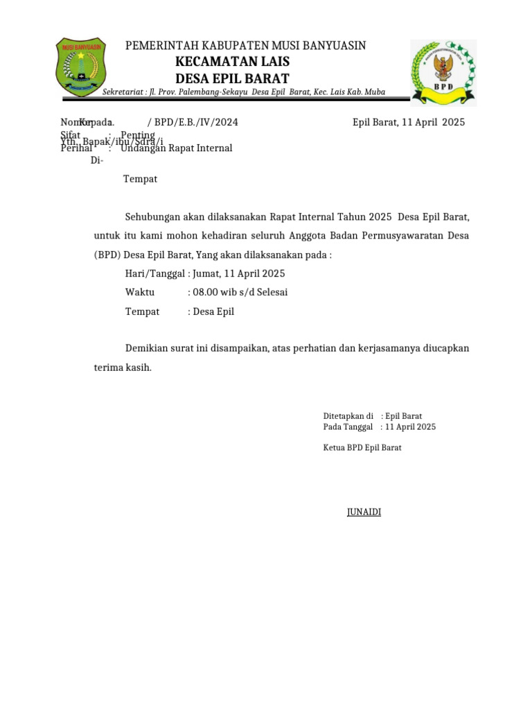 UNDANGAN MUSDES 2024 | PDF