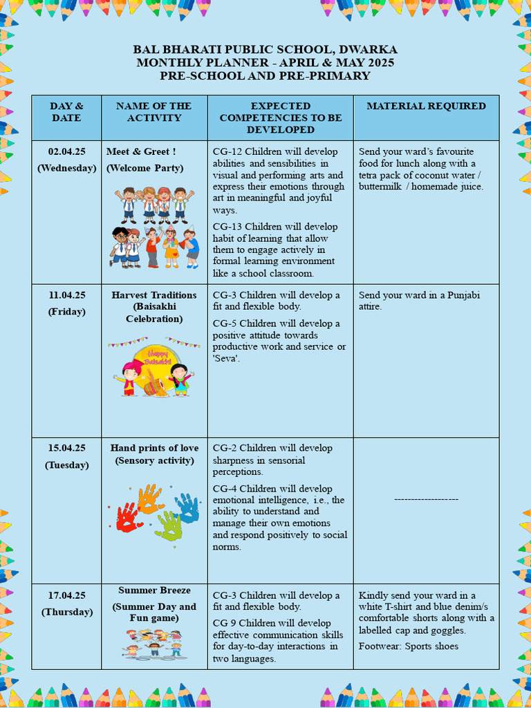 April & May Planner 2025 | PDF | Cognition | Learning