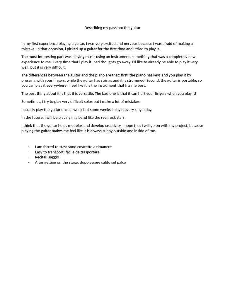 Describing My Passion | PDF