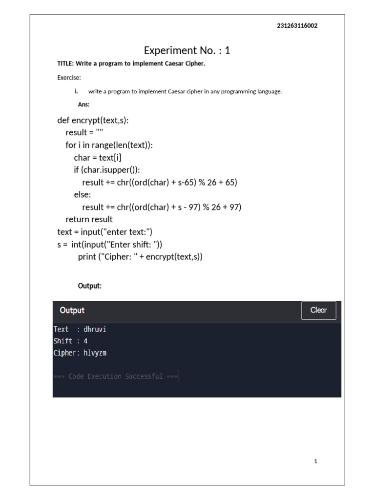 Implementing Caesar Cipher Program | PDF