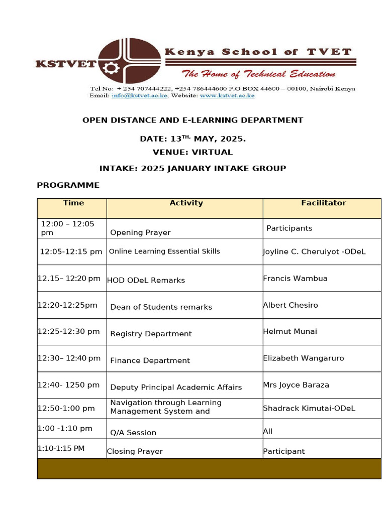 ONLINE LEARNING ORIENTATION PROGRAM -2025 JAN INTAKE TRAINEES | PDF