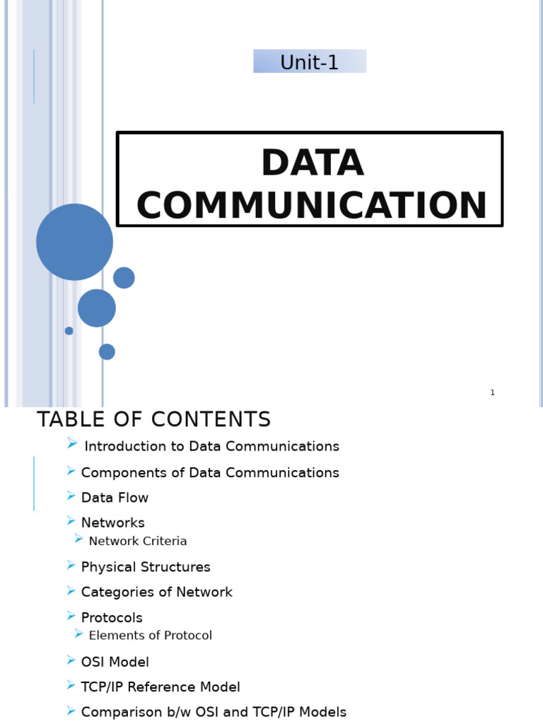 Unit-1 Data Communication Physical Layer | PDF | Osi Model | Computer ...