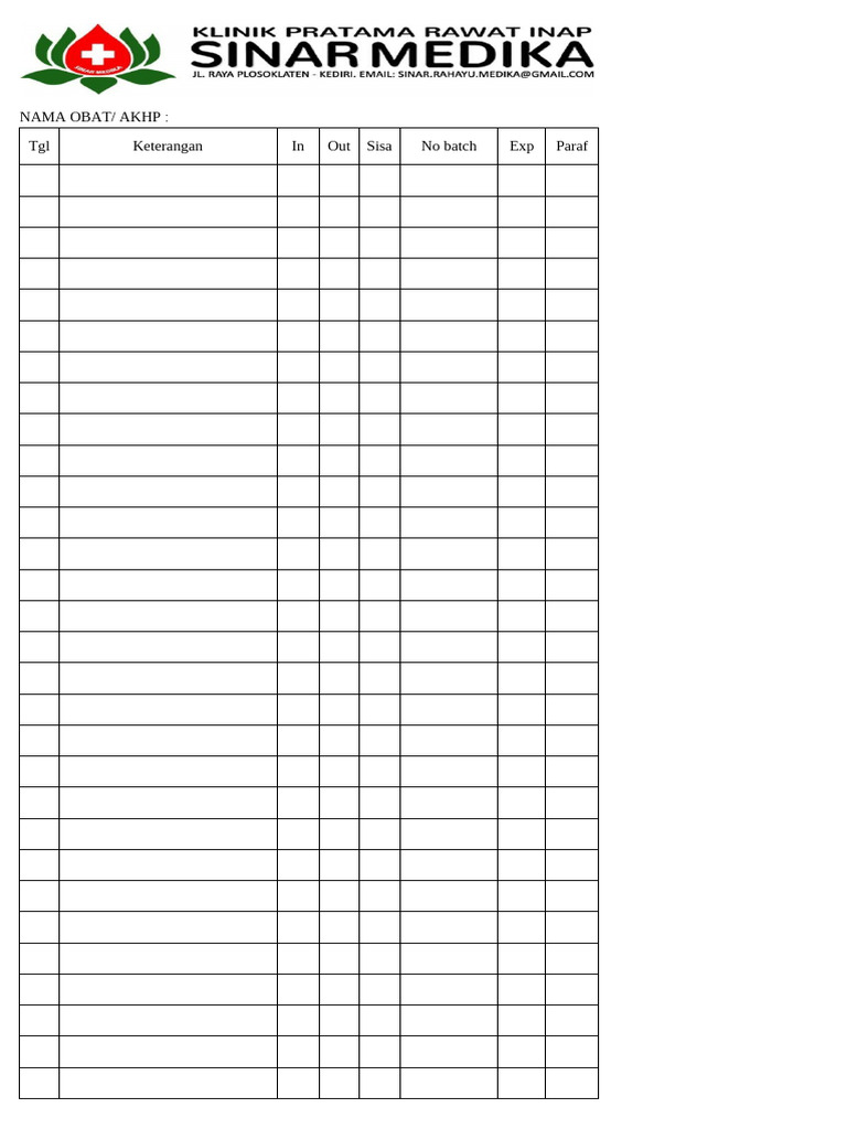 KARTU STOK OBAT Revisi | PDF