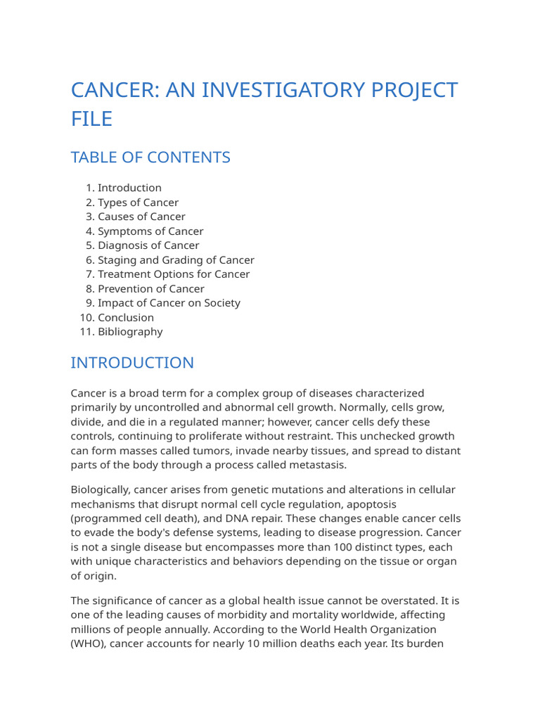 Cancer Investigatory Project File | PDF | Cancer | Biopsy