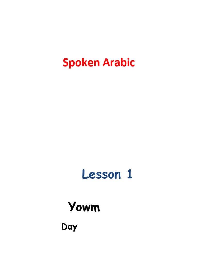 Basic Spoken Arabic Course | PDF | Grammatical Gender | Linguistics