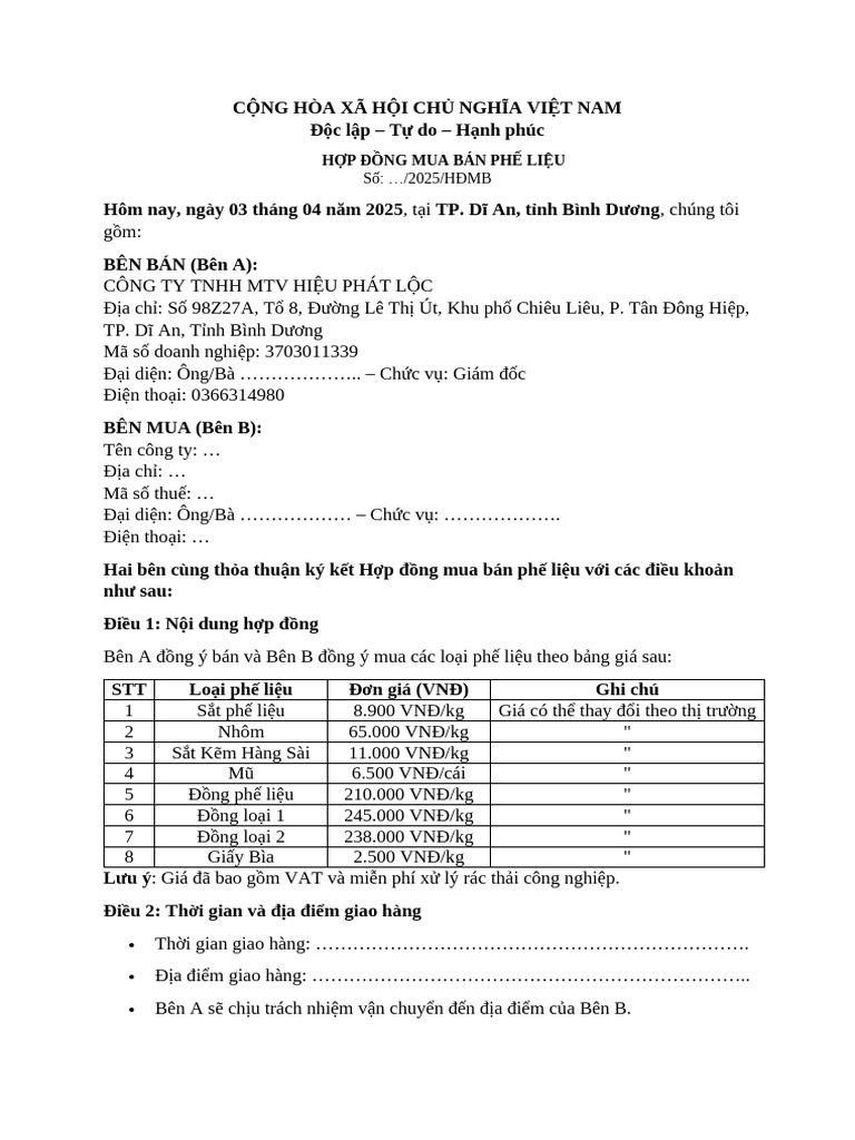 Hop Dong | PDF