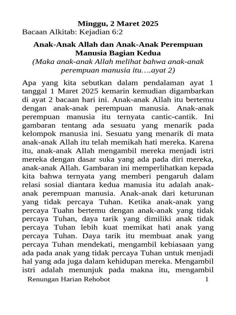 Kejadian 6 - 2 - JRB - Yant | PDF