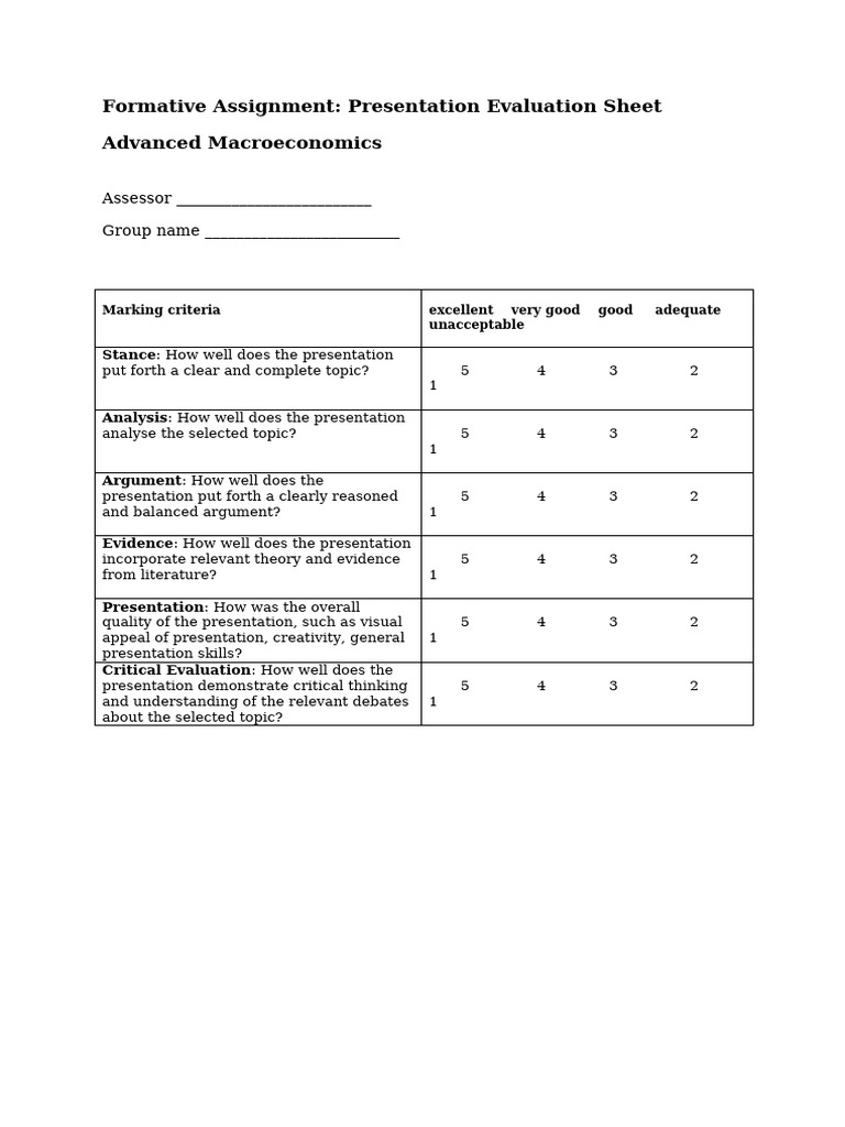Advanced Macro Evaluation Sheet | PDF