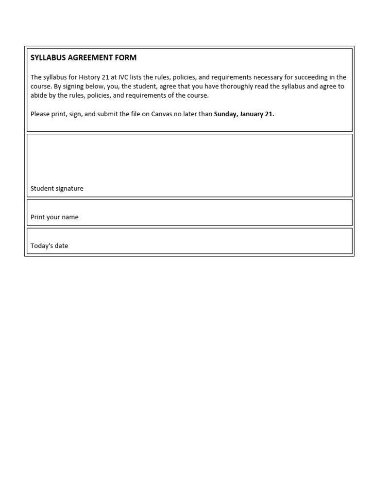 Syllabus Agreement | PDF