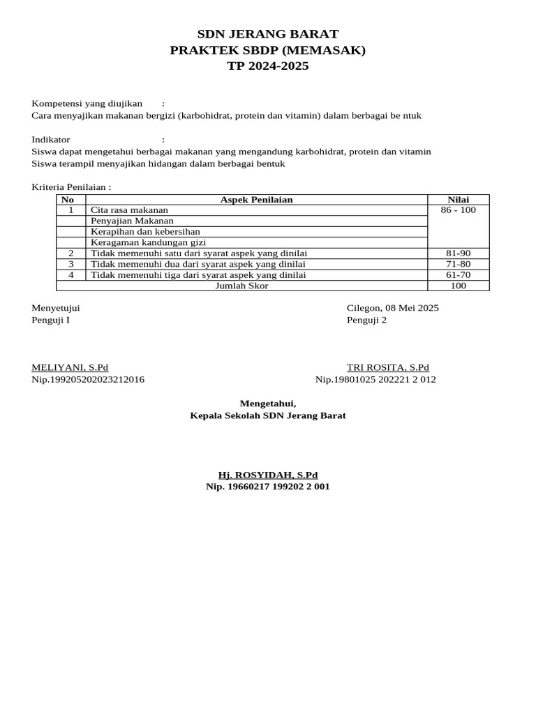 Rubrik SBDP | PDF