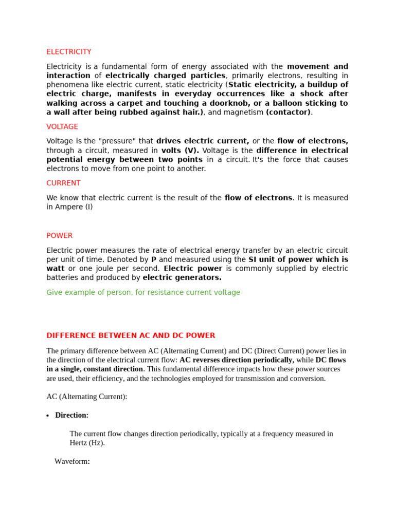 ELECTRICITY Learning | PDF | Electric Power | Electricity